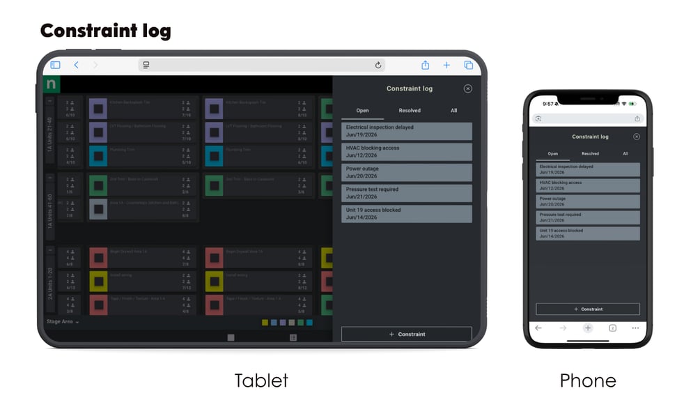 Constraint log (field view)
